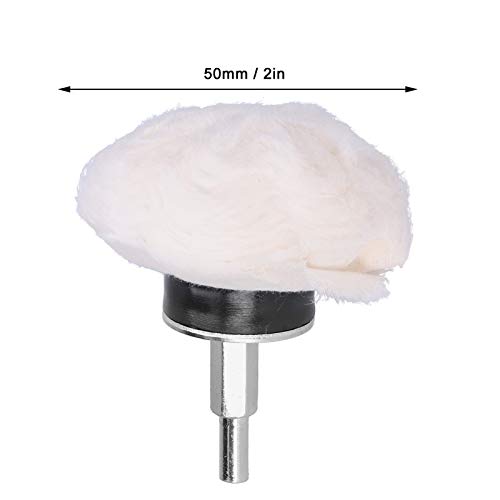 YWBL-WH White Cloth Polishing Wheel, Mushroom Type Polishing Buffing Wheel with Handle Cotton Polished Grinding Tools for Drill Buffer Attachment(50mm)