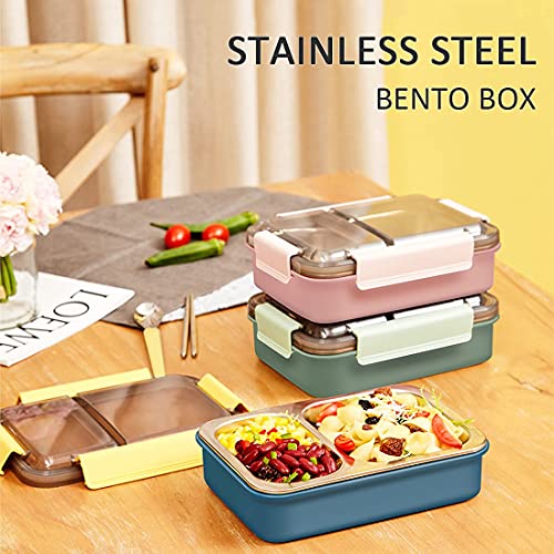 Inroserm Stainless Steel Bento Box For Adults and Kids 2 Compartments Lunch Box Leakproof Pink