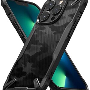 Ringke Fusion-X Compatible with iPhone 13 Pro Max Case, Camouflage Design Hard Back Heavy Duty Shockproof Advanced Protective TPU Bumper Phone Cover - Camo Black