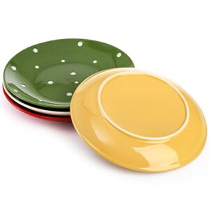 AVLA Ceramic Dessert Plates Set of 4, 8 Inches Porcelain Salad Serving Plates, Appetizer Plates for Steak, Pizza, Snack, Small Dinner Plates for Party, Restaurant, Home, Dishwasher and Microwave Safe