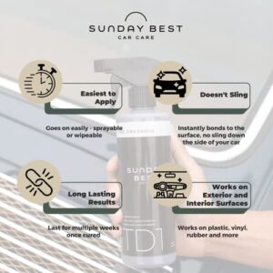 Sunday Best Car Care | Tire Dressing Shine & Protectant , Vinyl, Rubber & Plastic, Long Lasting Easy Spray or Wipe on Application, Commercial Grade Water Based Solution (16oz)