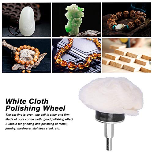 White Cloth Polishing Wheel, Mushroom Type Polishing Buffing Wheel with Handle Cotton Polished Grinding Tools for Drill Buffer Attachment(75mm)