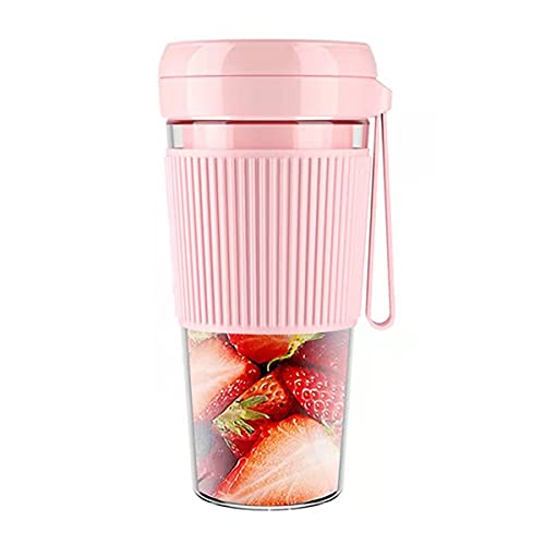 Portable Blender Cordless Smoothies and Shakes Detachable Personal Size Juicer cup with USB Rechargeable four Blades Fruit Mixing Machine 10oz Travel Mini Mixer Handheld Blender for Sports Gym pink (pink)