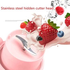 Portable Blender Cordless Smoothies and Shakes Detachable Personal Size Juicer cup with USB Rechargeable four Blades Fruit Mixing Machine 10oz Travel Mini Mixer Handheld Blender for Sports Gym pink (pink)