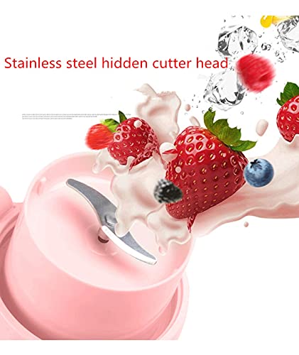 Portable Blender Cordless Smoothies and Shakes Detachable Personal Size Juicer cup with USB Rechargeable four Blades Fruit Mixing Machine 10oz Travel Mini Mixer Handheld Blender for Sports Gym pink (pink)