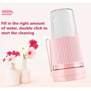 Portable Blender Cordless Smoothies and Shakes Detachable Personal Size Juicer cup with USB Rechargeable four Blades Fruit Mixing Machine 10oz Travel Mini Mixer Handheld Blender for Sports Gym pink (pink)