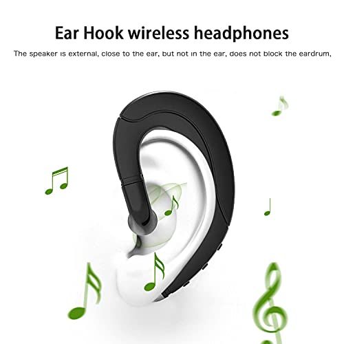 Ear Hook Bluetooth Headset V5.0 with Mic, Lightweight Painless Singel Ear Wireless Earphones 5 Hrs Playtime for Android Phones/iPhone X/8/7/6, Non Bone Conduction Headphone with Ear Plug