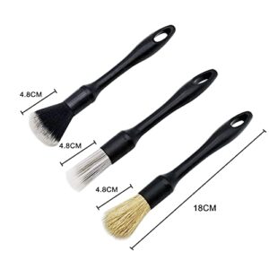 Car Detailing Brush, Ultra-Soft & Boar Hair Detailing Brush Set, Professional Natural detail Brush - Lint-free, Comfortable Grip Premium for Cleaning Air Vents, Engine Bays, Dashboard & Wheels