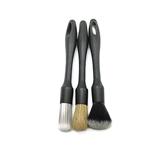 Car Detailing Brush, Ultra-Soft & Boar Hair Detailing Brush Set, Professional Natural detail Brush - Lint-free, Comfortable Grip Premium for Cleaning Air Vents, Engine Bays, Dashboard & Wheels