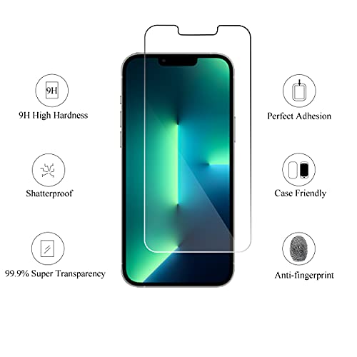 Ailun 2Pack Screen Protector for iPhone 13 Pro [6.1 inch] Display 2021 + 2 Pack Camera Lens Protector, Tempered Glass Film,[9H Hardness] - HD [Not for iPhone 13 Pro Max][4 Pack]