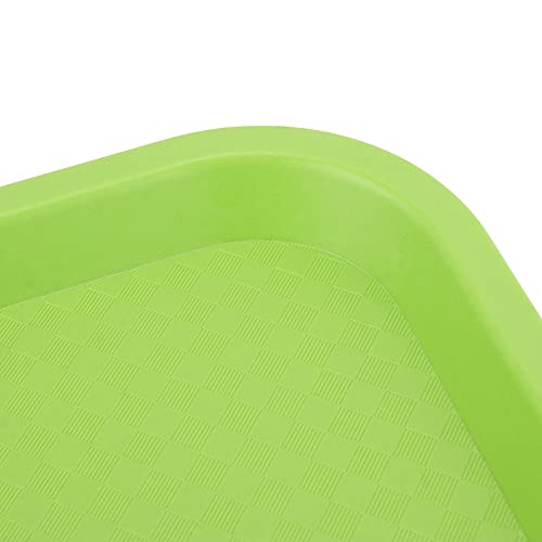 12 Pack Fast Food Serving Tray, 10 x 14 Inch Rectangle Fast Food Cafeteria Service Tray, Plastic Tray for Cafe, Food, Cafeteria, Green