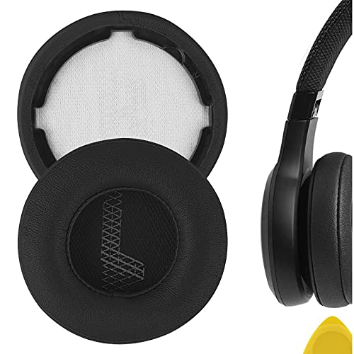 Geekria QuickFit Protein Leather Replacement Ear Pads for JBL Live 400BT Headphones Earpads, Headset Ear Cushion Repair Parts (Black)