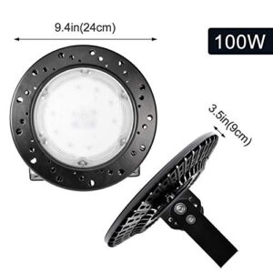 Sararoom 10Pcs 100W LED High Bay Light, 10000LM 6500K Daylight White LED Barn Light, IP65 Waterproof LED Commercial Shop Light for Factory, Warehouse, Church, Garage No Plug