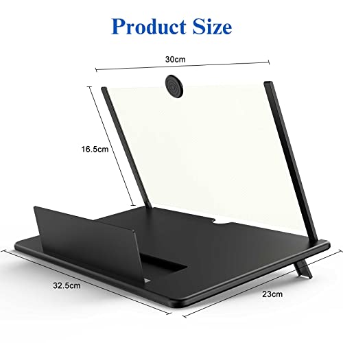 16" Screen Magnifier for Cell Phone -3D HD Magnifying Projector Screen Enlarger for Movies, Videos and Gaming – Foldable Phone Stand with Screen Amplifier–Compatible with All Smartphones (Black)