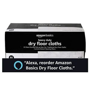 Amazon Basics Quilted Heavy Duty Dry Floor Cloths to Clean Dust, Dirt, Pet Hair, 44 Count (Pack of 1), White, 11" x 8.7"