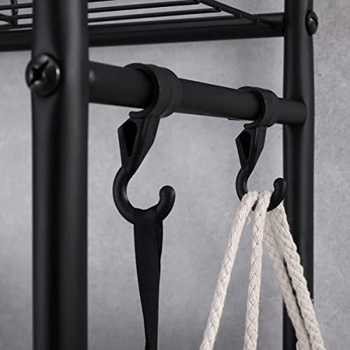 Upvoted Houseware 3 Shelf Over The Toilet Shelving Unit Bathroom Space Saver Corner Storage Rack Organizer, with 4-Hooks, Black