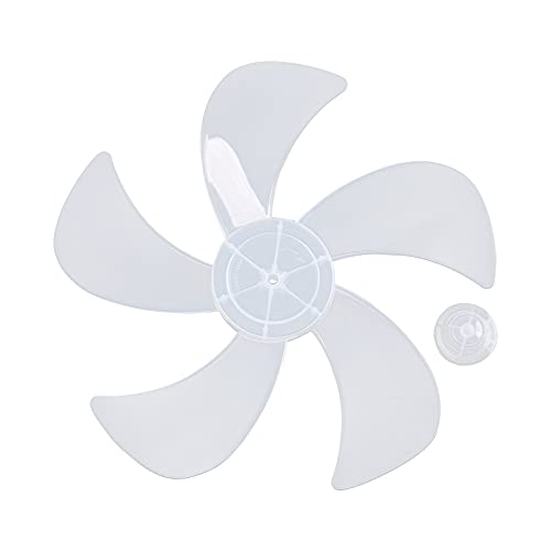 YiZYiF 12/14 Inch 5 Leaves Plastic Replacement Fan Blades with Nut Cover for Household Standing Pedestal Fan Table Fanner General Accessories White 12 Inch