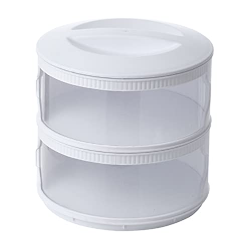 Hemoton Plastic Round Food Storage Containers with Lid and Tray Pie Keeper Cookie Cupcake Carrier Cheesecake Holder (2 Layers)