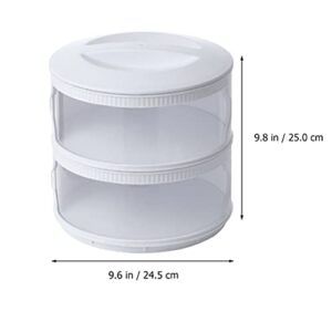 Hemoton Plastic Round Food Storage Containers with Lid and Tray Pie Keeper Cookie Cupcake Carrier Cheesecake Holder (2 Layers)