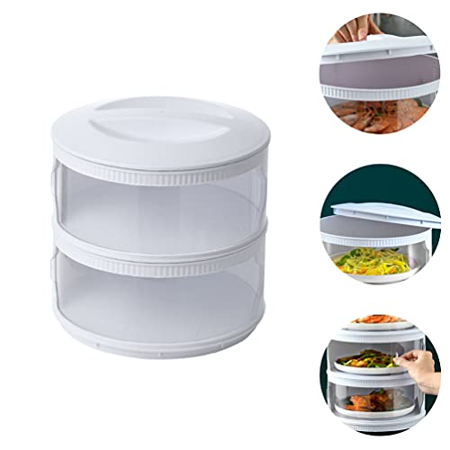 Hemoton Plastic Round Food Storage Containers with Lid and Tray Pie Keeper Cookie Cupcake Carrier Cheesecake Holder (2 Layers)