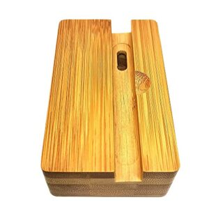 Upgrated Cell Phone Stand Amplifier, Fanshu Desktop Mobile Phone Holder, Universal Portable Wood Cellphone Dock on Desk Bamboo Bed Stand Mount Cradle Loud Speaker for Phone