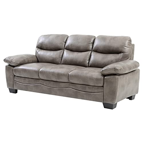 Glory Furniture Marta Faux Leather Sofa in Gray