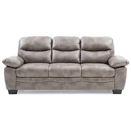 Glory Furniture Marta Faux Leather Sofa in Gray