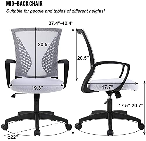 FLL Desk Chair Office Chair Swivel Computer Chair Executive Chair with Lumbar Support Armrests Adjustable Seat Height,Mesh Computer Chair Rolling Swivel Chair for Home Office Conference Room(White)