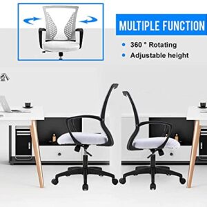 FLL Desk Chair Office Chair Swivel Computer Chair Executive Chair with Lumbar Support Armrests Adjustable Seat Height,Mesh Computer Chair Rolling Swivel Chair for Home Office Conference Room(White)