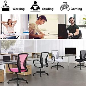 FLL Desk Chair Office Chair Swivel Computer Chair Executive Chair with Lumbar Support Armrests Adjustable Seat Height,Mesh Computer Chair Rolling Swivel Chair for Home Office Conference Room(White)