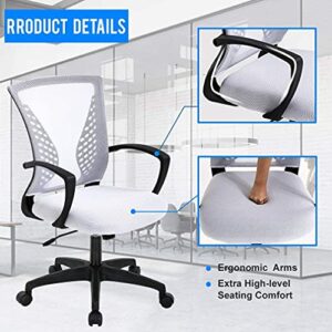 FLL Desk Chair Office Chair Swivel Computer Chair Executive Chair with Lumbar Support Armrests Adjustable Seat Height,Mesh Computer Chair Rolling Swivel Chair for Home Office Conference Room(White)