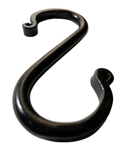 6 Wrought Iron S Hooks - 5" Hand Forged with Scrolls (Set of Six) by Amish Blacksmith Lancaster Pennsylvania USA