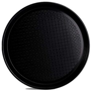 yesland 6 pack restaurant serving trays, 11 inch non-slip tray ottoman tray, plastic coffee table circle tray with raised edges for breakfast, drinks, snack for coffee table, dining table, black