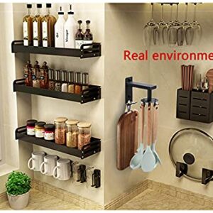 HEFFY Kitchen Storage Rotary Hook Rotatable Utensils Hooks Aluminum Small Utensil Holder Cooking Tool Hanger Bathroom Toilet RV Campers Easy to Install with 8 Removable Black