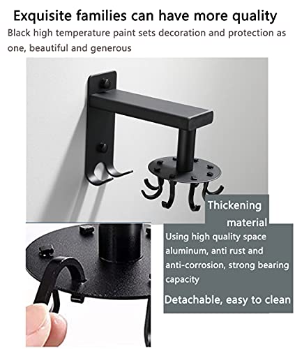 HEFFY Kitchen Storage Rotary Hook Rotatable Utensils Hooks Aluminum Small Utensil Holder Cooking Tool Hanger Bathroom Toilet RV Campers Easy to Install with 8 Removable Black