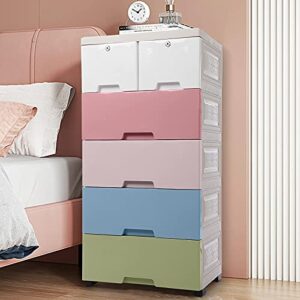 xiannv plastic dresser, storage cabinet with 6 drawers for bedroom, plastic drawers for clothes, closet storage & organizer for playroom, bedroom furniture (multicolor)50x35x102cm/19.7x13.8x40.16inch