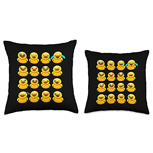 Best Rubber Duck Gift Ducky Smiley Emoticon Lover Funny Designs for Men Women Cute Rubber Duck Throw Pillow, 18x18, Multicolor