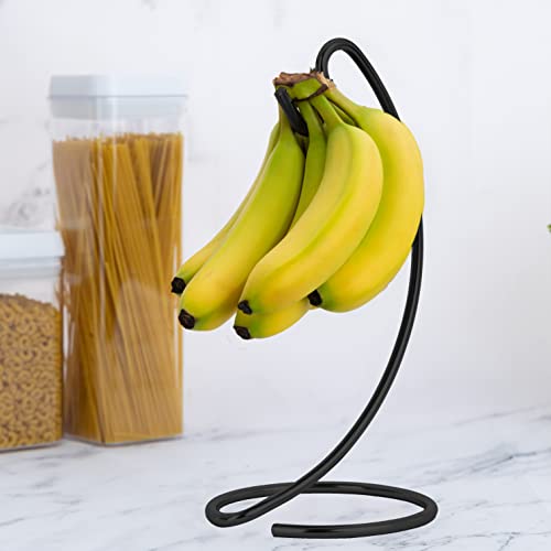 Banana Holder Modern Banana Hanger Tree Stand Hook for Kitchen Countertop, Copper Banana Stand, by Homeries (Black)