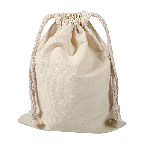 BORDSTRACT Cotton Muslin Bags, Cotton Drawstring Storage Laundry Sack Stuff Bag Reusable Travel Pouch Eco-Friendly Cotton Drawstring Bags Sachet Bag for Home Supplies(22X28cm)