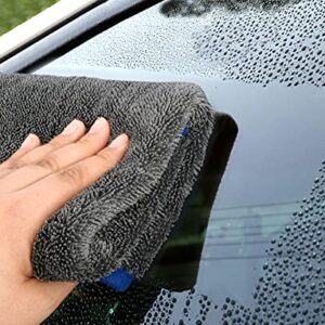 KinHwa Microfiber Car Drying Towel 16 x 24inch 2 Pack Absorbent Car Wash Cleaning Cloth Soft Cleaning Wipes for Car Detailing Lint-Free and Scratch-Free Ideal for auto Trucks Boats SUV Dark-Gray