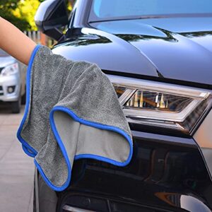 KinHwa Microfiber Car Drying Towel 16 x 24inch 2 Pack Absorbent Car Wash Cleaning Cloth Soft Cleaning Wipes for Car Detailing Lint-Free and Scratch-Free Ideal for auto Trucks Boats SUV Dark-Gray