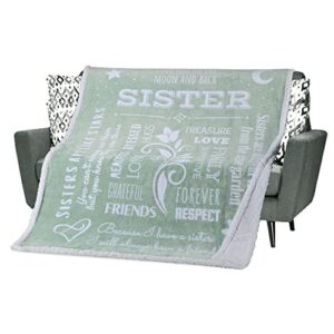 filo estilo sister blankets from sister birthday gifts from sister, from big, little, twin or older sister, love you sister sentimental gift for sister from sister 60x50 inches (sage green, sherpa)