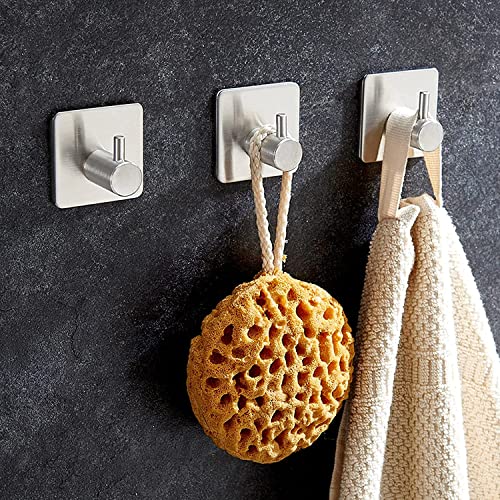 Adhesive Hooks Heavy Duty Wall Hooks Waterproof on Hooks Wall Hangers Waterproof Stainless Steel Sticky Hooks for Hanging Bathroom Kitchen Home