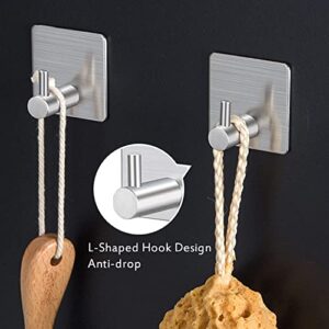 Adhesive Hooks Heavy Duty Wall Hooks Waterproof on Hooks Wall Hangers Waterproof Stainless Steel Sticky Hooks for Hanging Bathroom Kitchen Home