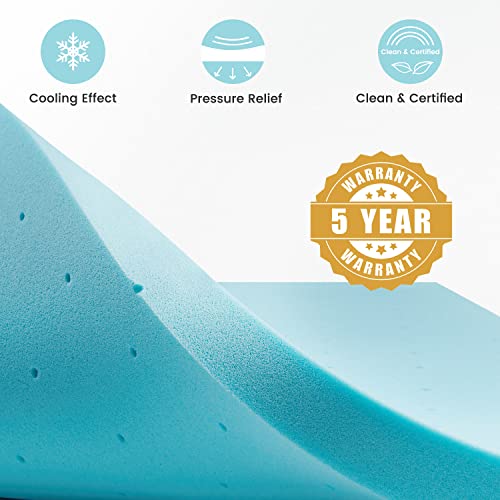 Marsail 3 Inch Memory Foam Mattress Topper, Queen Mattress Topper Cooling Gel Ventilated Design, Bed Topper with CertiPUR-US Certified