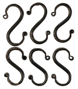 saving shepherd 6 wrought iron s hooks - 3inch hand forged with scrolls (set of six) by amish blacksmith lancaster pennsylvania usa black