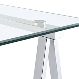 OSP Home Furnishings Middleton 47 Inch Desk with Clear Beveled Glass Top, Chrome Base