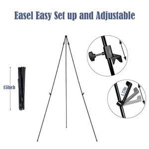 2022 Version Display Easel Stand for Wedding Sign Poster,63" Tall Instant Easels for Display Arts Painting Shower Sign,Adjustable Collapsable Floor Tripod with Portable Bag,Holds 5lbs,1Pack