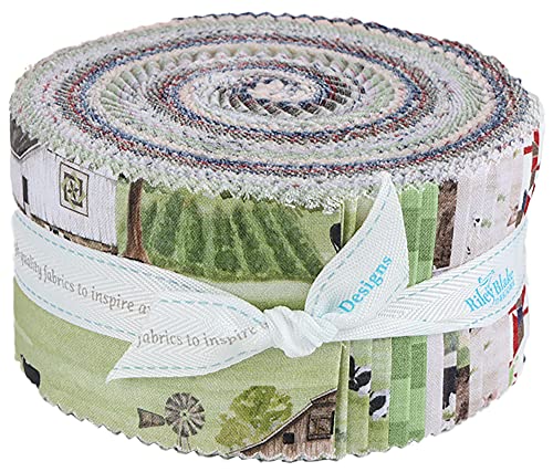 Tara Reed Barn Quilts Rolie Polie 40 2.5-inch Strips Jelly Roll Riley Blake Designs RP-11050-40, Assorted, 2.5 Inches