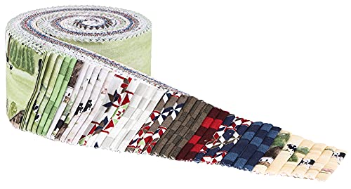 Tara Reed Barn Quilts Rolie Polie 40 2.5-inch Strips Jelly Roll Riley Blake Designs RP-11050-40, Assorted, 2.5 Inches